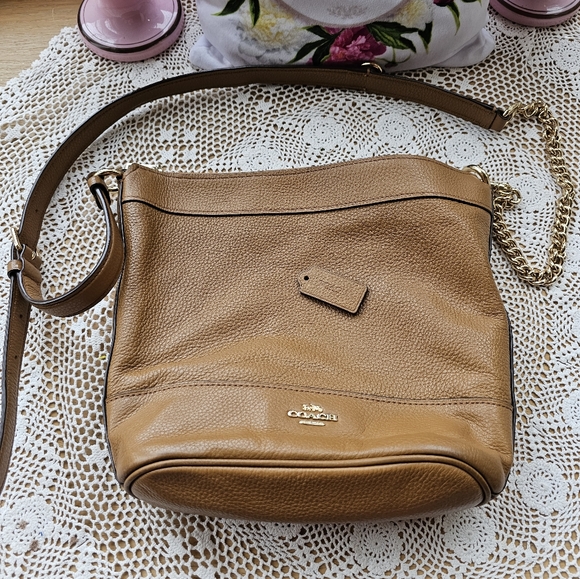Coach | Bags | Coach Tan Leather Shoulder Bag | Poshmark